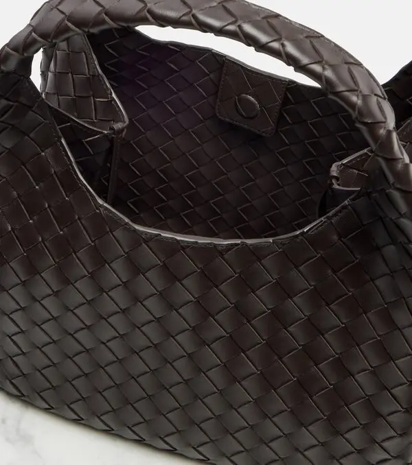 Bottega Veneta Campana Intrecciato Leather Shoulder Bag - Brown
