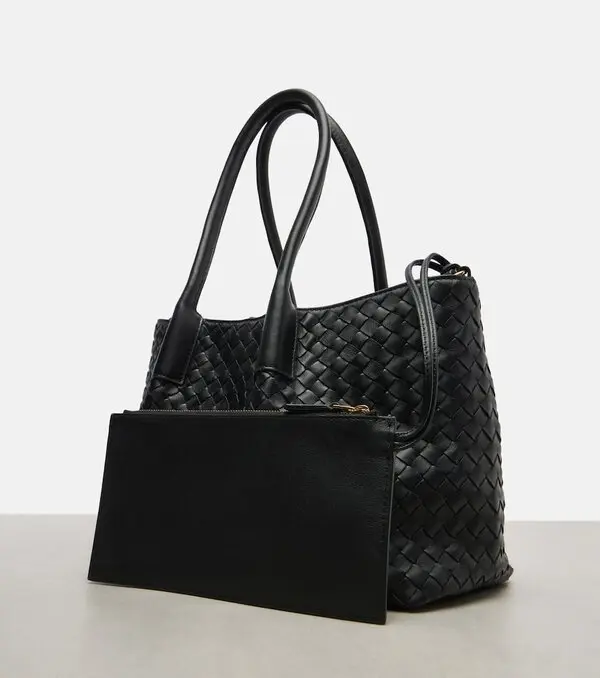 Bottega Veneta Pinacoteca Small Reversible Leather Tote Bag - Black
