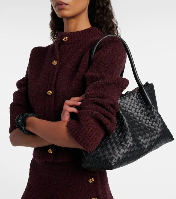 Bottega Veneta Pinacoteca Small Reversible Leather Tote Bag - Black