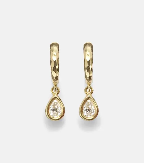 OCTAVIA ELIZABETH Hidden Gem Huggie Earrings With Diamonds - Gold