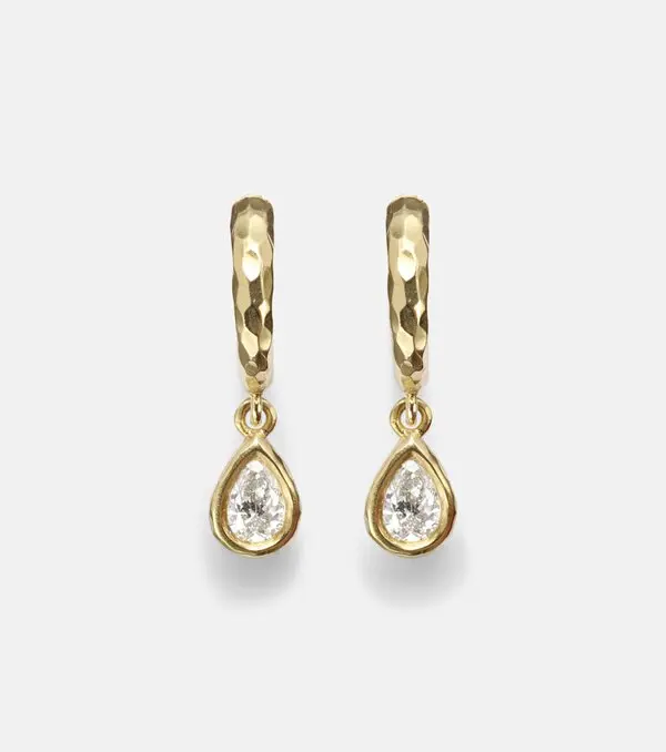 OCTAVIA ELIZABETH Hidden Gem Huggie Earrings With Diamonds - Gold