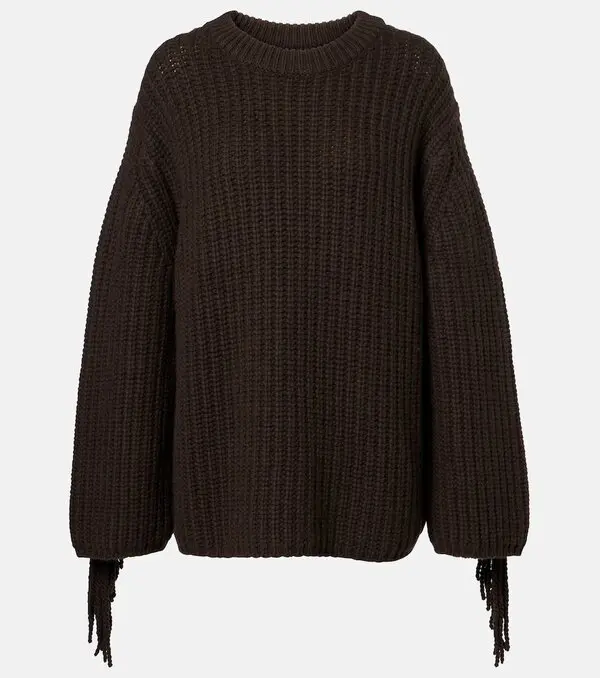 LISA YANG Hilma Fringed Oversized Sweater - Brown