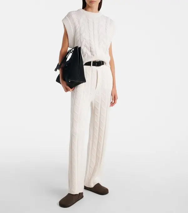 LISA YANG Ebba Low-rise Wide-leg Cashmere Pants - Beige