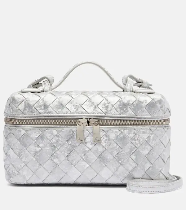 Bottega Veneta Metallic Leather Vanity Bag - Silver