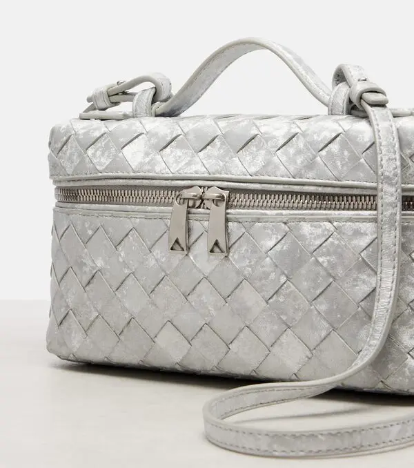 Bottega Veneta Metallic Leather Vanity Bag - Silver