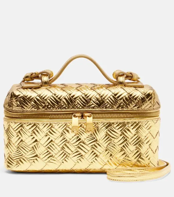 Bottega Veneta Metallic Leather Vanity Bag - Gold