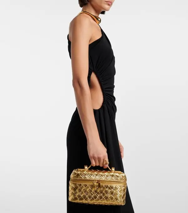 Bottega Veneta Bang Bang Metallic Leather Vanity Bag - Gold