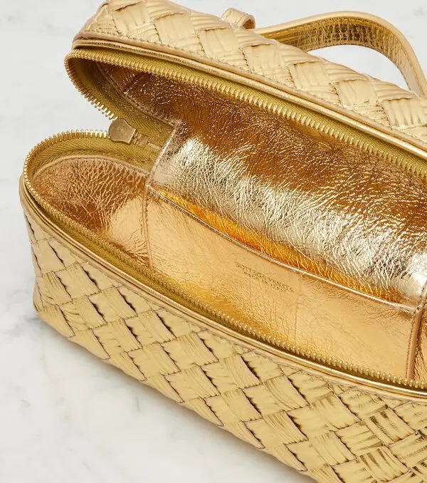 Bottega Veneta Bang Bang Metallic Leather Vanity Bag - Gold