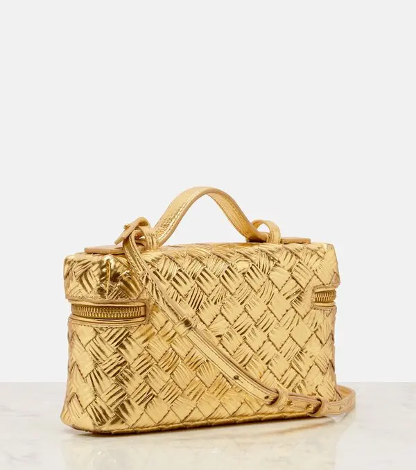 Bottega Veneta Bang Bang Metallic Leather Vanity Bag - Gold