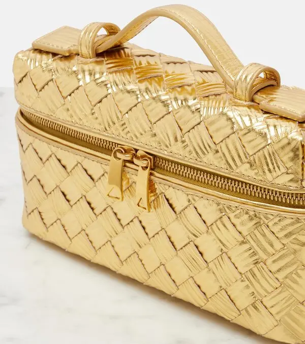 Bottega Veneta Bang Bang Metallic Leather Vanity Bag - Gold