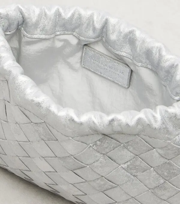 Bottega Veneta Intrecciato Small Metallic Leather Pouch