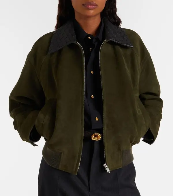 Bottega Veneta Intrecciato Suede Blouson Jacket