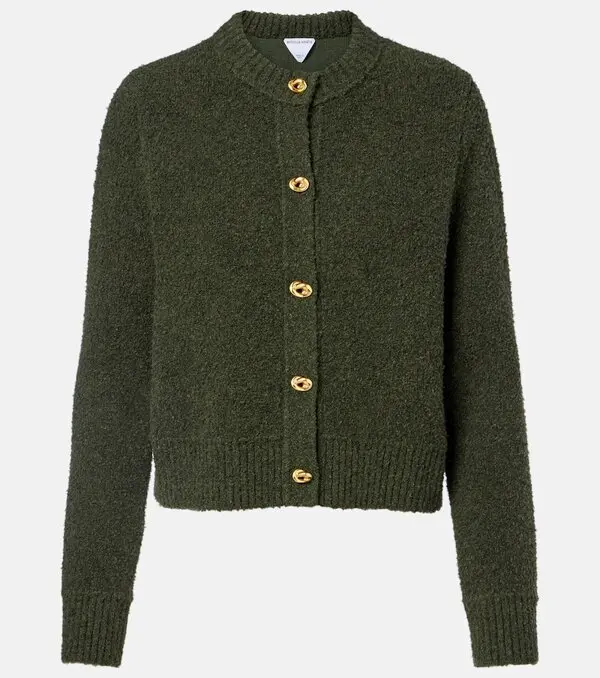 Bottega Veneta Knot Cotton And Wool-blend Cardigan - Green