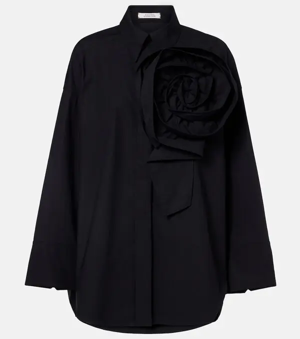 Dorothee Schumacher Floral Appliqué Cotton-blend Shirt - Black