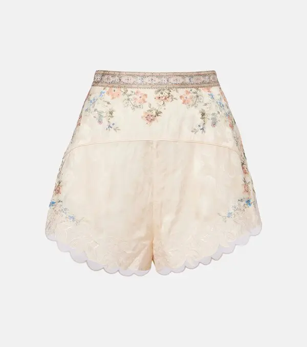 Camilla Embellished Floral Lace-trimmed High-rise Shorts - Pink