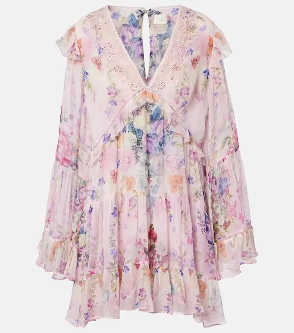 Camilla Embellished Floral Silk Chiffon Minidress