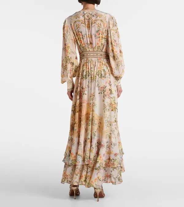 Camilla Embellished Floral Silk Crêpe Maxi Dress - Pink