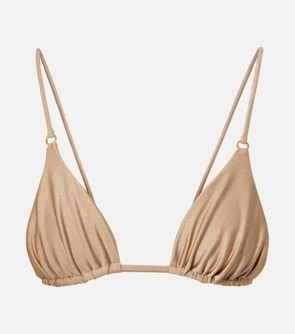 Jade Swim Lido Triangle Bikini Top - Beige