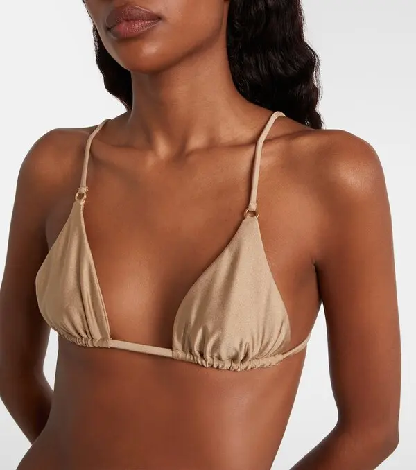 Jade Swim Lido Triangle Bikini Top - Beige