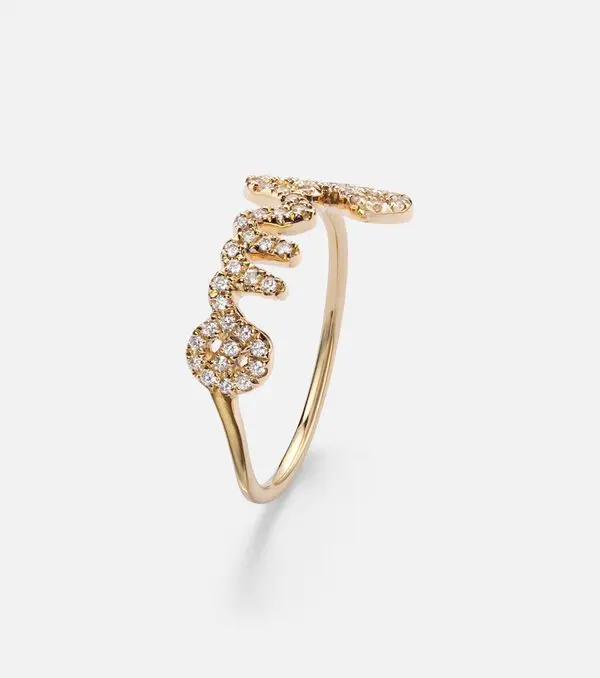 SYDNEY EVAN Omg Script Diamond Ring - Gold