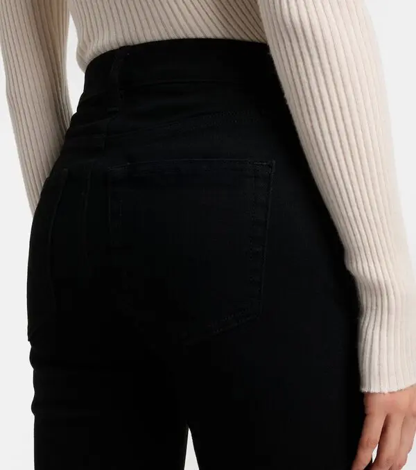 FRAME Icon Mid-rise Flared Jeans - Black
