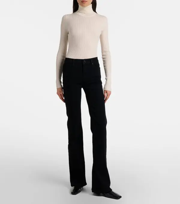 FRAME Icon Mid-rise Flared Jeans - Black