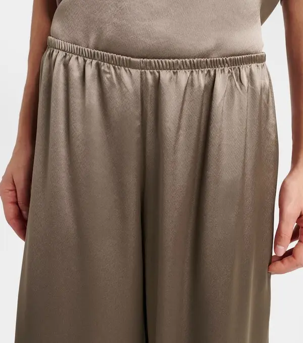 LESET Barb Satin Wide-leg Pants - Brown
