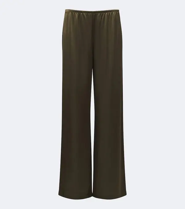 LESET Barb Satin Wide-leg Pants - Green