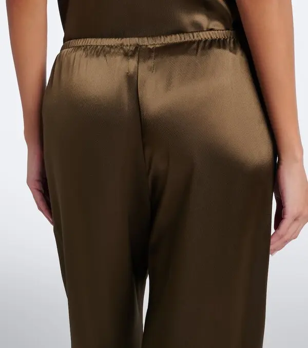 LESET Barb Satin Wide-leg Pants - Green