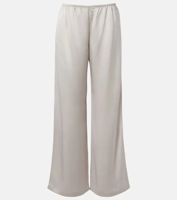 LESET Barb Satin Wide-leg Pants - Grey