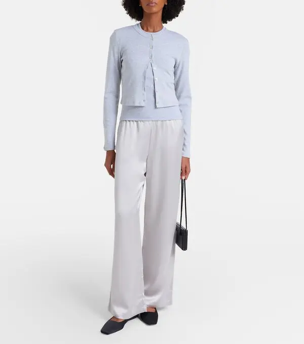 LESET Satin Wide-leg Pants - Grey