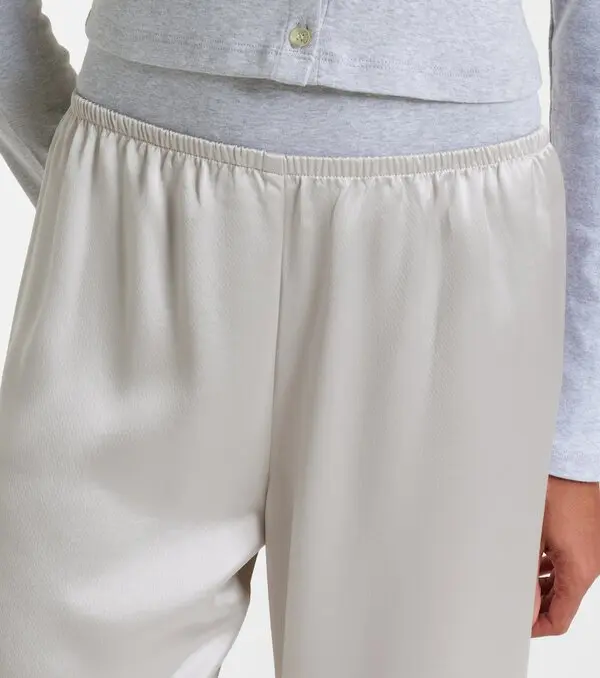 LESET Satin Wide-leg Pants - Grey