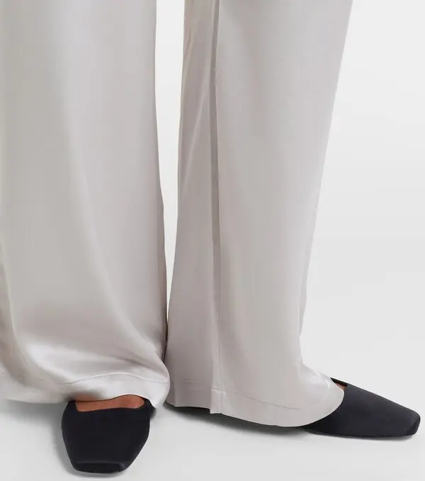 LESET Satin Wide-leg Pants - Grey