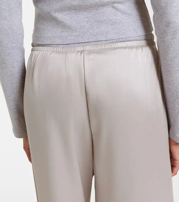 LESET Satin Wide-leg Pants - Grey