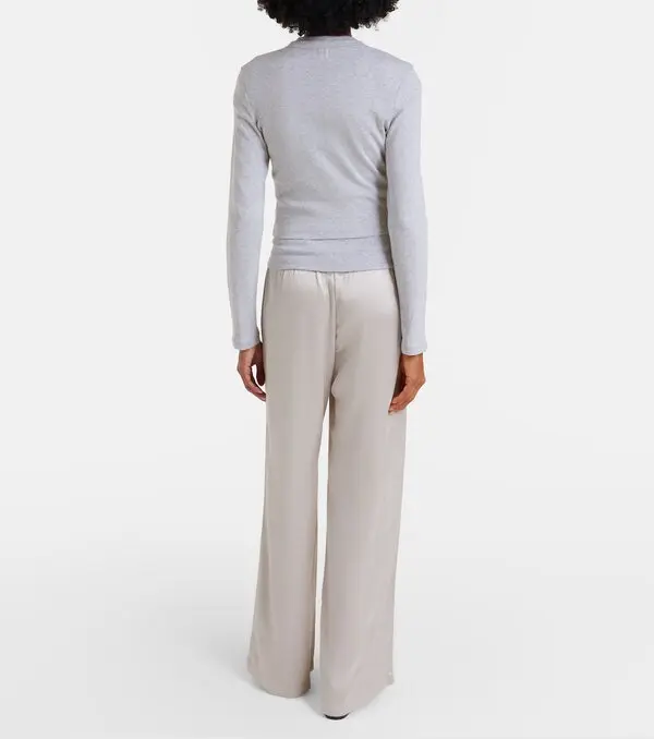 LESET Satin Wide-leg Pants - Grey