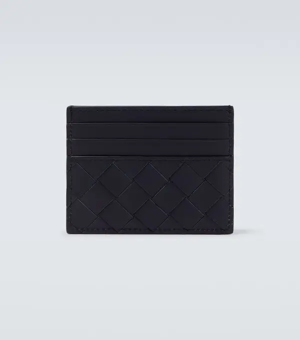 Bottega Veneta Intrecciato Leather Card Holder - Blue