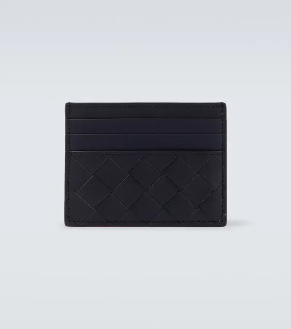Bottega Veneta Intrecciato Leather Card Holder - Blue