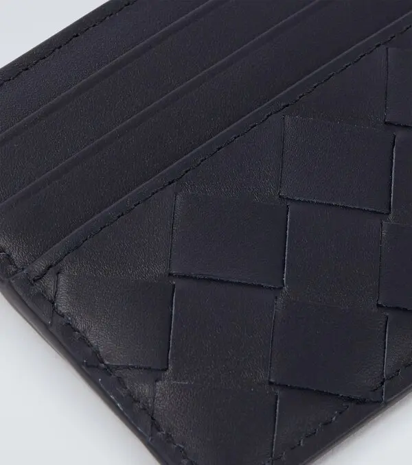 Bottega Veneta Intrecciato Leather Card Holder - Blue