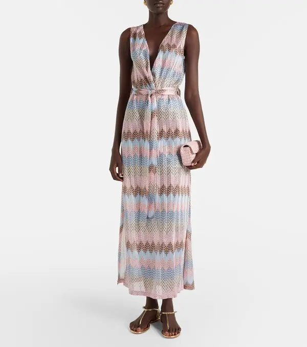 Melissa Odabash Bria Belted Knitted Maxi Dress - Multicoloured