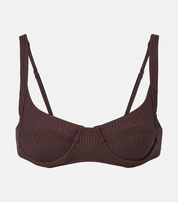 Melissa Odabash Noto Ribbed-knit Bikini Top - Brown