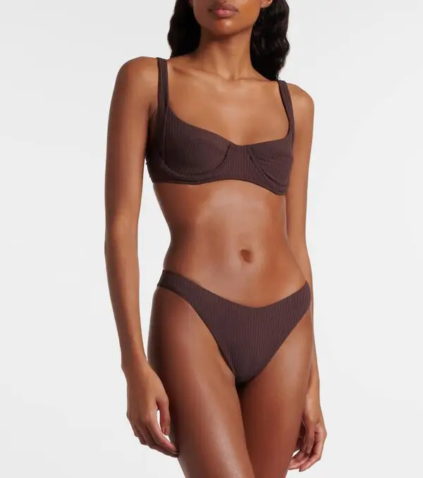 Melissa Odabash Noto Ribbed-knit Bikini Top - Brown
