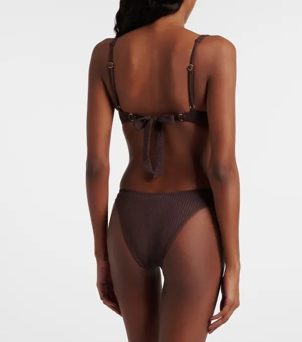 Melissa Odabash Noto Ribbed-knit Bikini Top - Brown