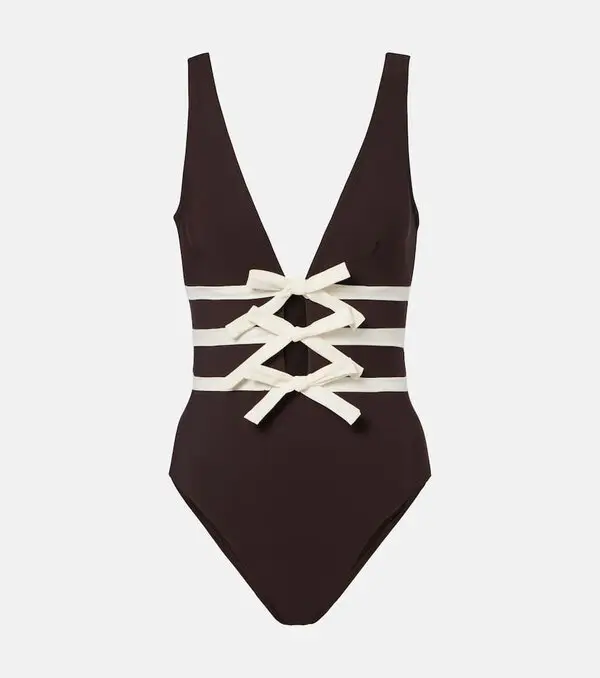 KARLA COLLETTO Lenora Bow-detail Swimsuit - Brown