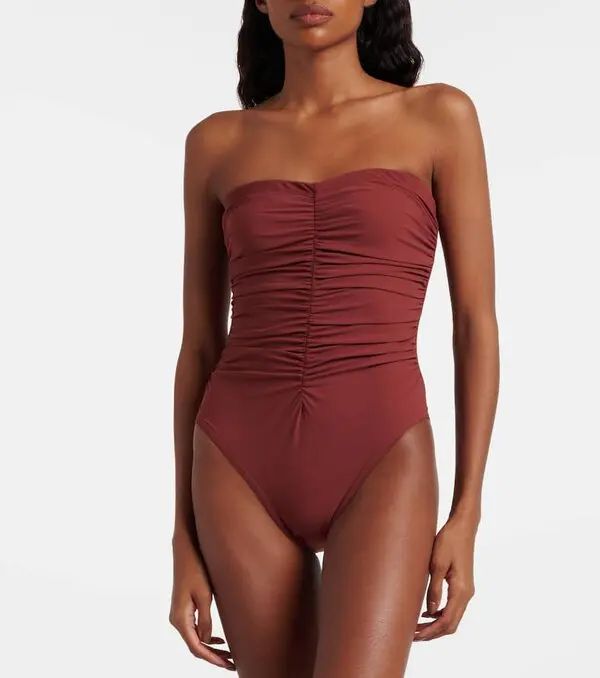 KARLA COLLETTO Basics Ruched Bandeau Swimsuit - Brown