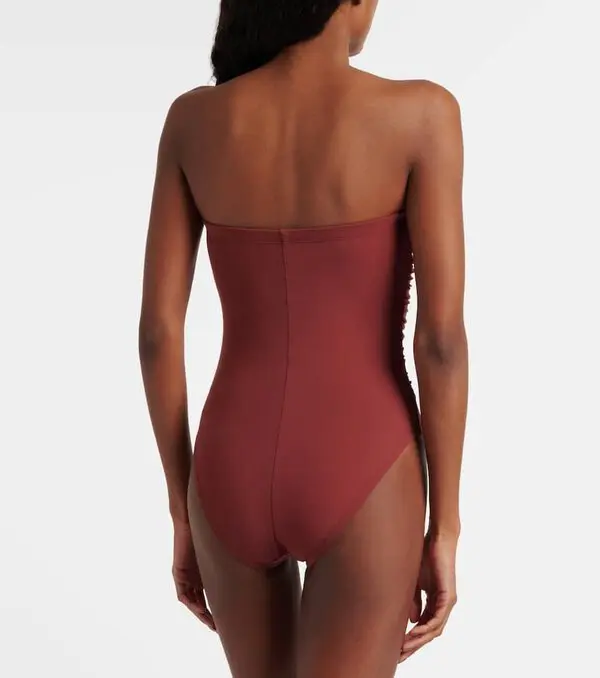 KARLA COLLETTO Basics Ruched Bandeau Swimsuit - Brown