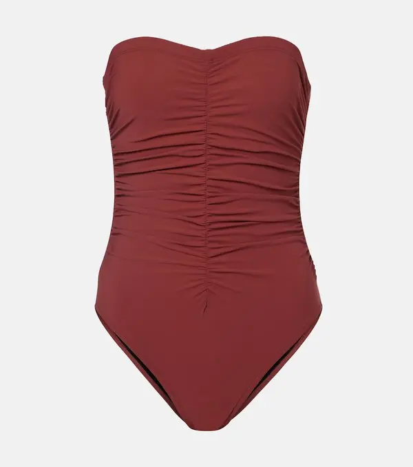 KARLA COLLETTO Basics Ruched Bandeau Swimsuit - Brown
