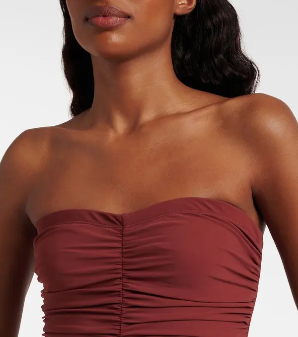 KARLA COLLETTO Basics Ruched Bandeau Swimsuit - Brown