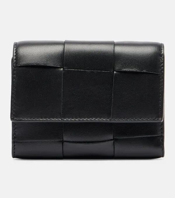 Bottega Veneta Cassette Small Intreccio Leather Wallet - Black