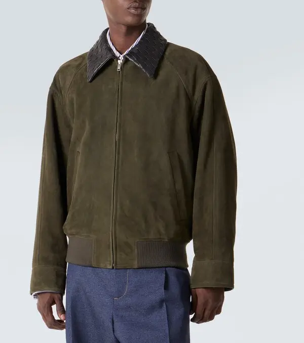 Bottega Veneta Intrecciato Suede Blouson Jacket