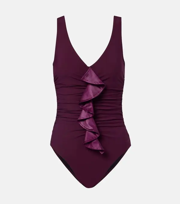 KARLA COLLETTO Emery Ruffled Swimsuit - Burgundy